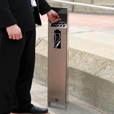 Stainless Steel Ashguard™ Floor Mounted Cigarette Bin – Low Maintenance ...