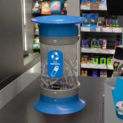 C-Thru™ 5Q Battery Recycle Bin – Battery Collection Tube – Glasdon, Inc.